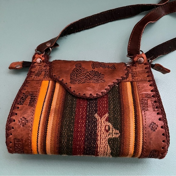 Peru | Bags | Peruvian Leather And Textile Llama Purse Purchased In ...